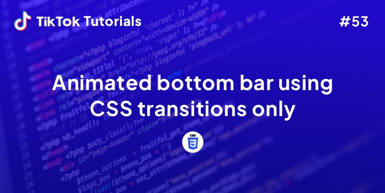 TikTok Tutorial #53- How to create an Animated bottom bar using CSS ...