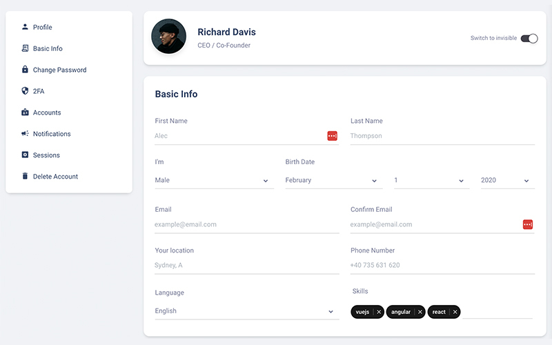 Material Dashboard 2 by Creative Tim