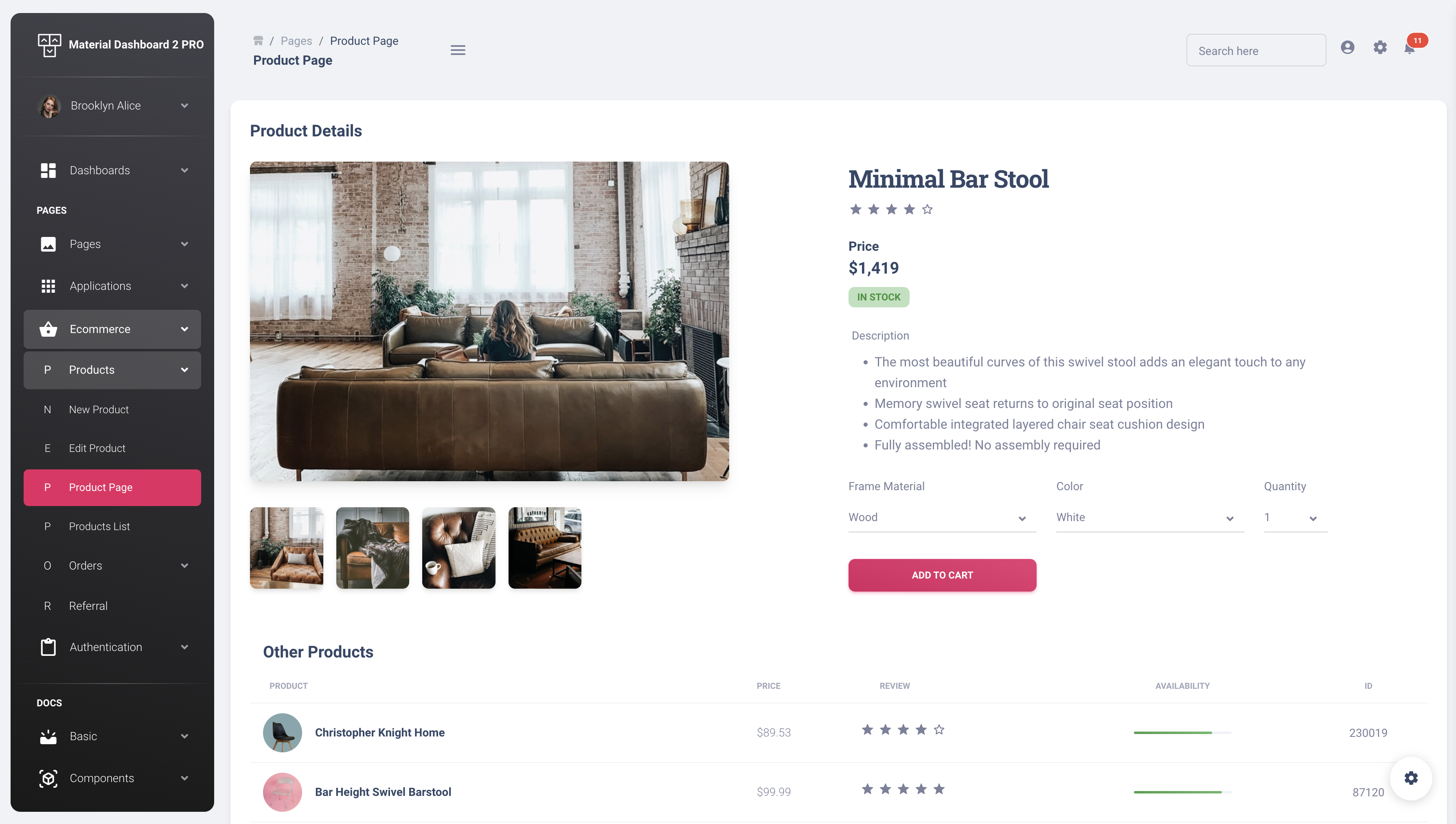 Material Dashboard 2 by Creative Tim